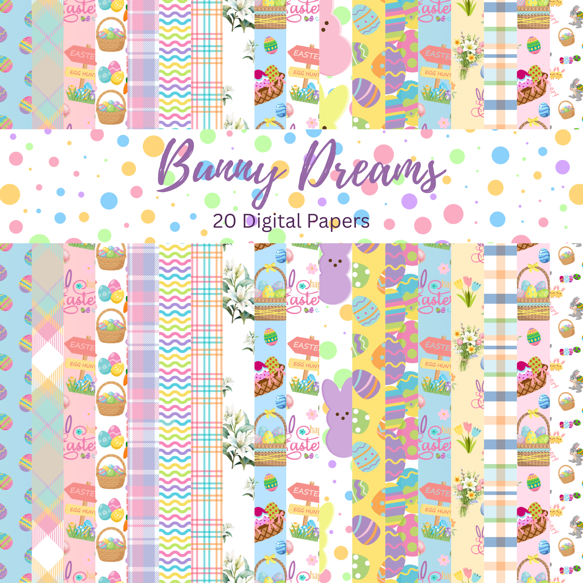 Bunny Dreams – Easter Digital Paper – My Sweet Obsession by Peggy